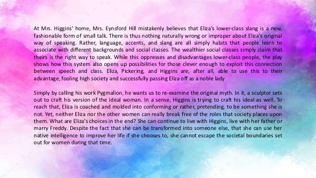 English Literature : Pygmalion complete Analysis