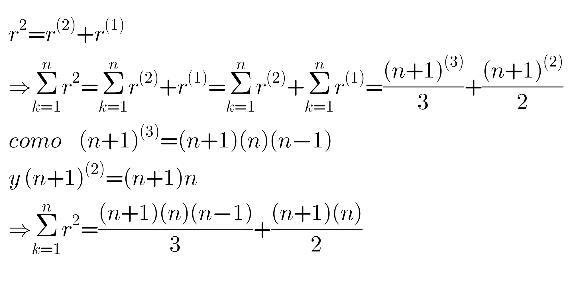 formula general de sumas de potencias