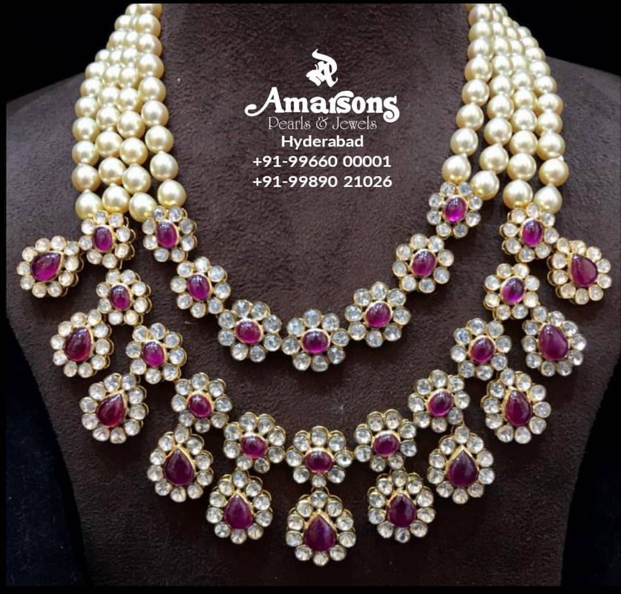 Polki Diamond Two Layer Set by Amarsons - Jewellery Designs