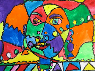 Zilker Elementary Art Class: 3rd Grade Picasso Faces Paintings