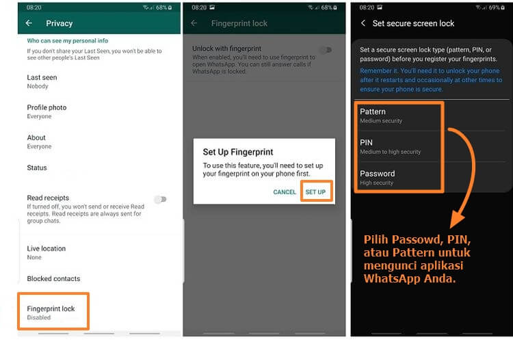 Cara mengaktifkan sidik jari WA - ANGOPS