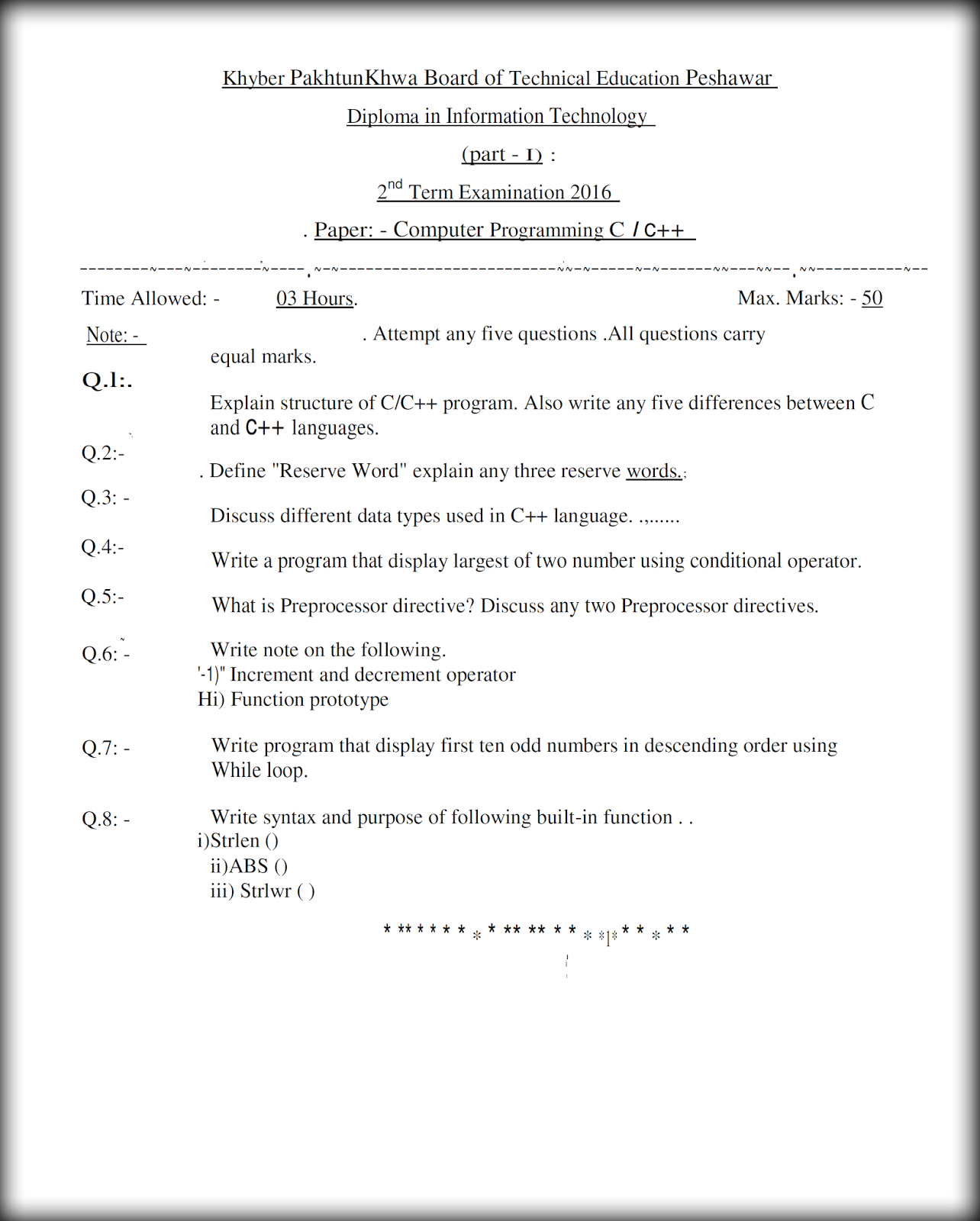 DIT 1st Semester Papers ~ SUCCESS BOOKS