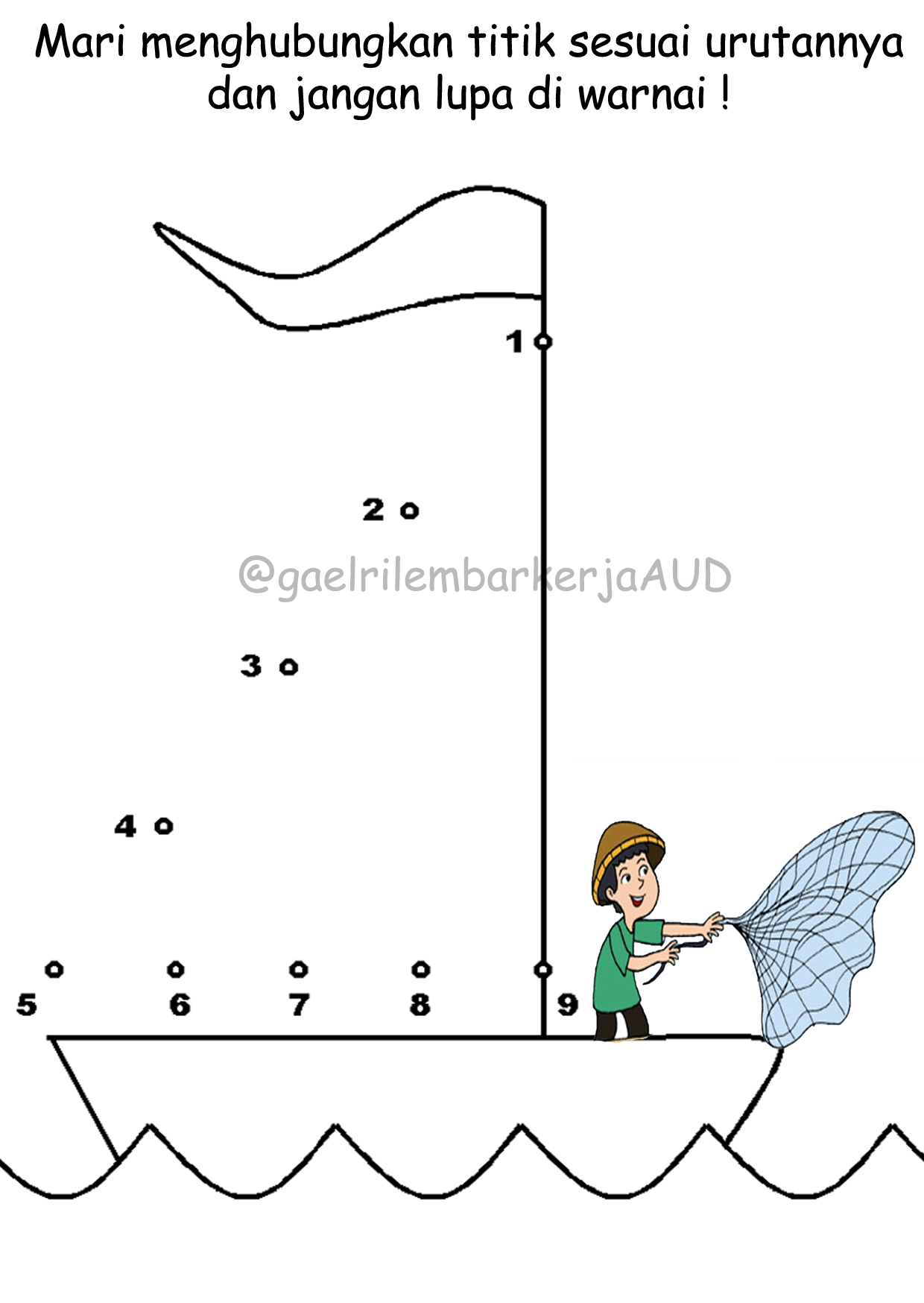 Lembar kerja teman pekerjaan (Nelayan) untuk kelas A