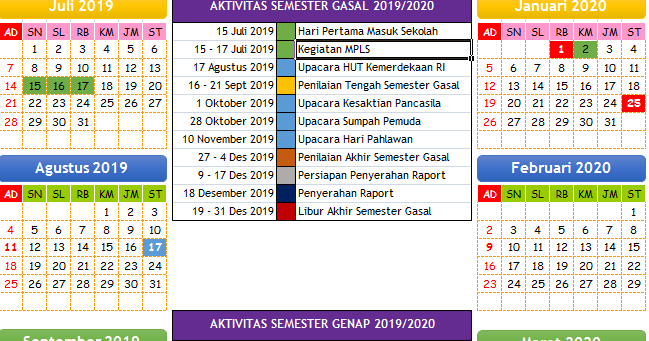 Kalender Pendidikan Paud/Tk Tahun 2019/2020
