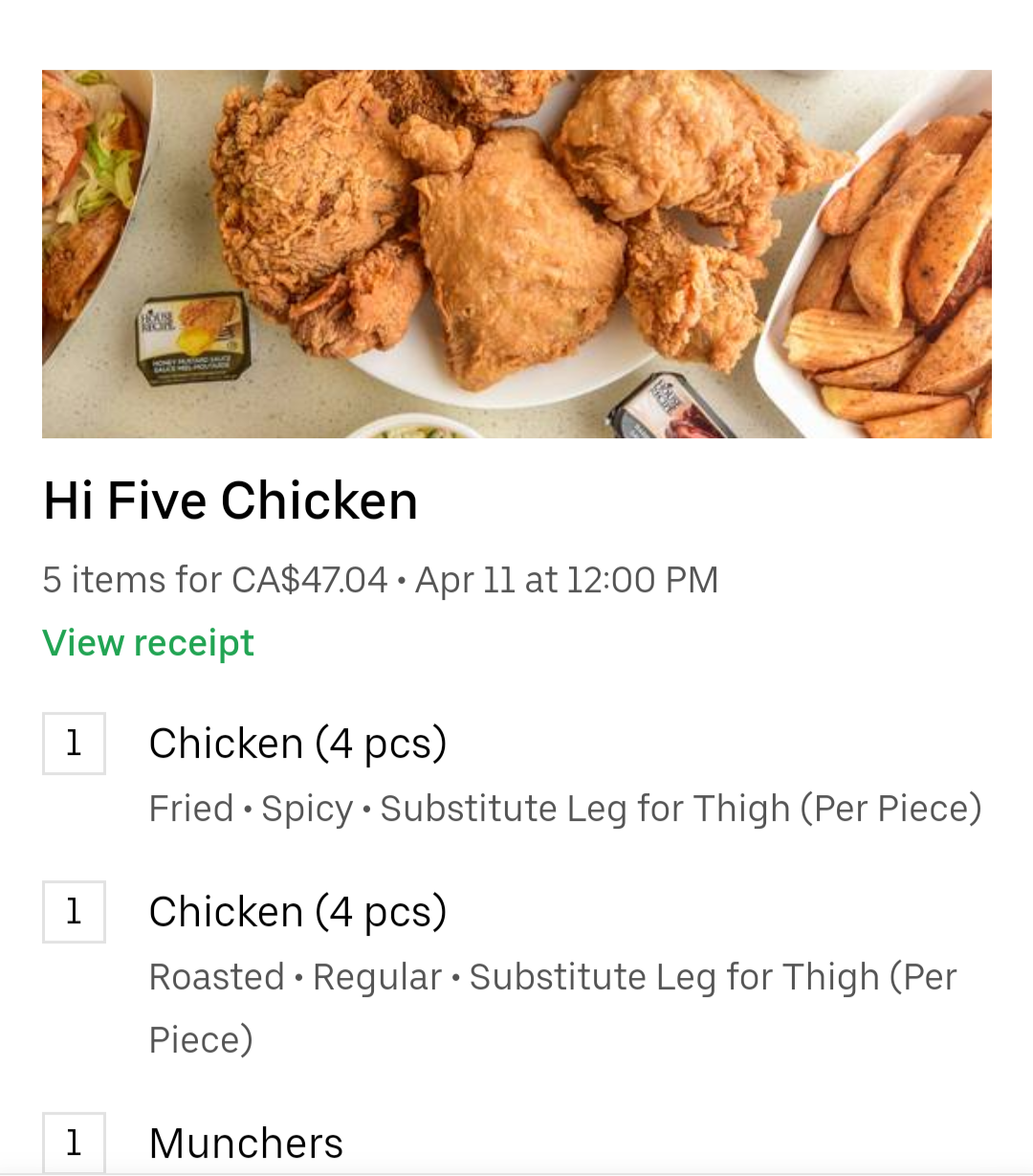 Smooch Food: Lunch delivery from Hi Five Chicken