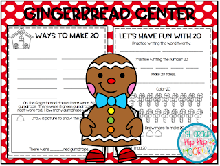 1st Grade Hip Hip Hooray!: Gingerbread Addition Center 10 to 20!