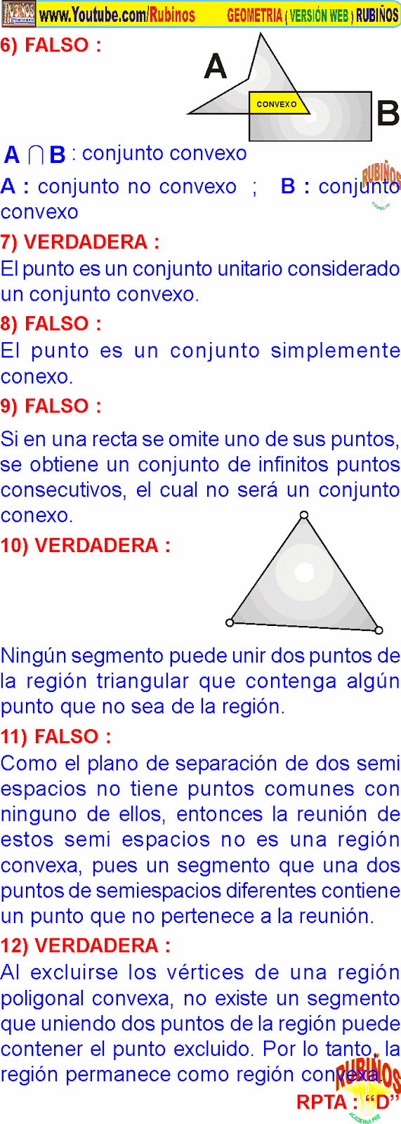 CONJUNTOS CONVEXOS EJERCICIOS RESUELTOS DE GEOMETRÍA PREUNIVERSITARIA PDF