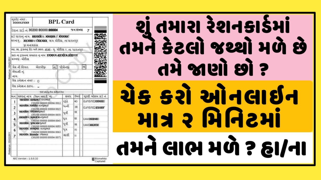 Know Your Gujarat Ration card Entitlement