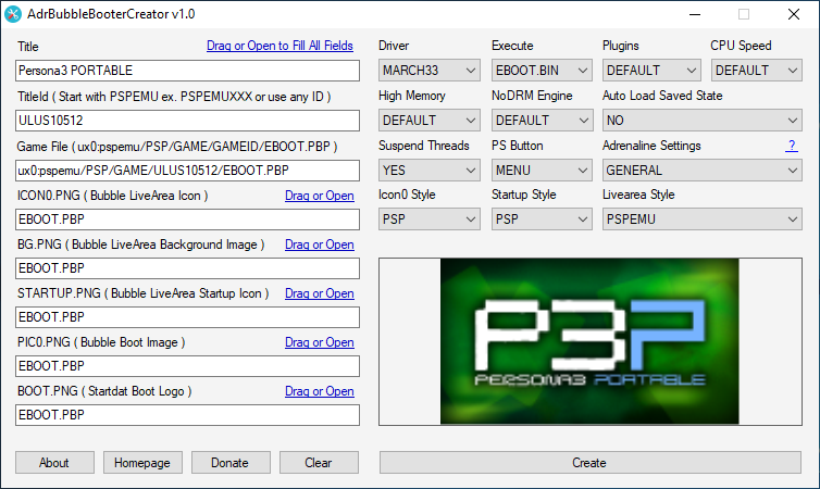 vita epsp カスタムファームウェア6.61 Adrenalineに導入しているpspのゲームをライブエリアから起動できるバブルを作成するツールAdrBubbleBooterCreator紹介