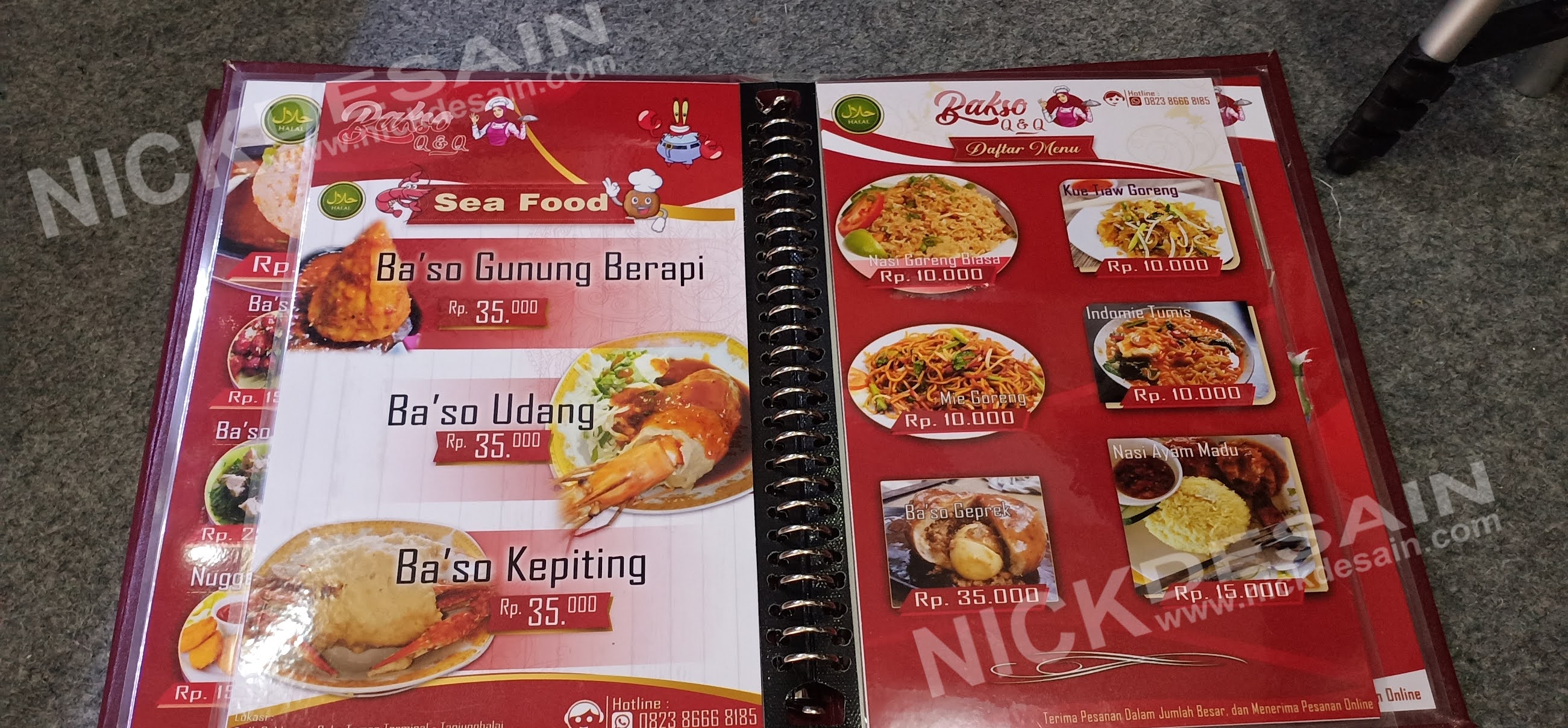 Contoh Desain List Menu / Buku Menu/ Daftar Menu Caffe Bakso Warna Maroon | Percetakan Murah ...