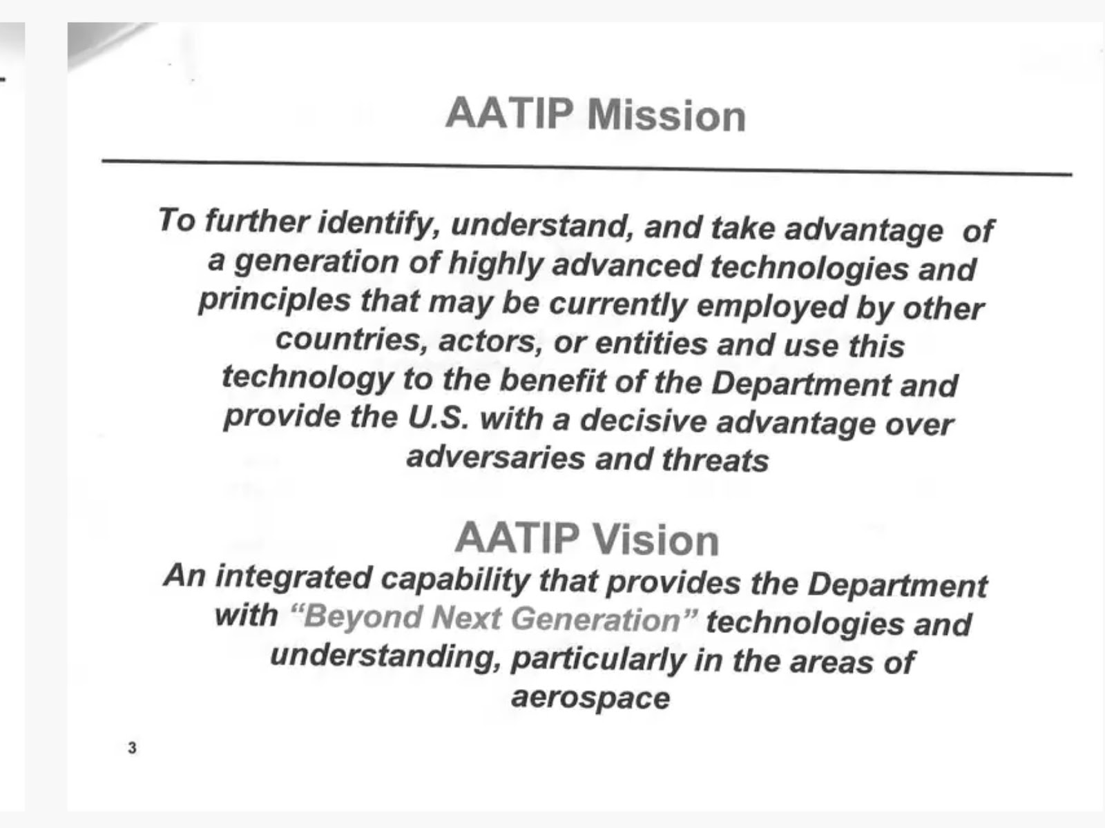 Advanced Aerospace Threat and Identification Program (AATIP)