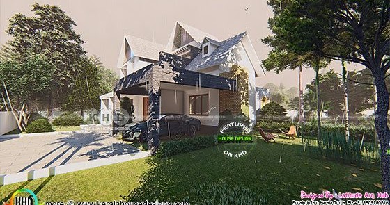 European style sloped roof 2430 sq-ft home - Kerala home design and ...