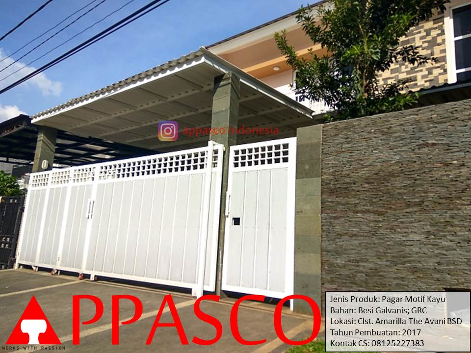 Pagar Minimalis Galvanis Motif Kayu Warna Putih Di Bsd Pagar