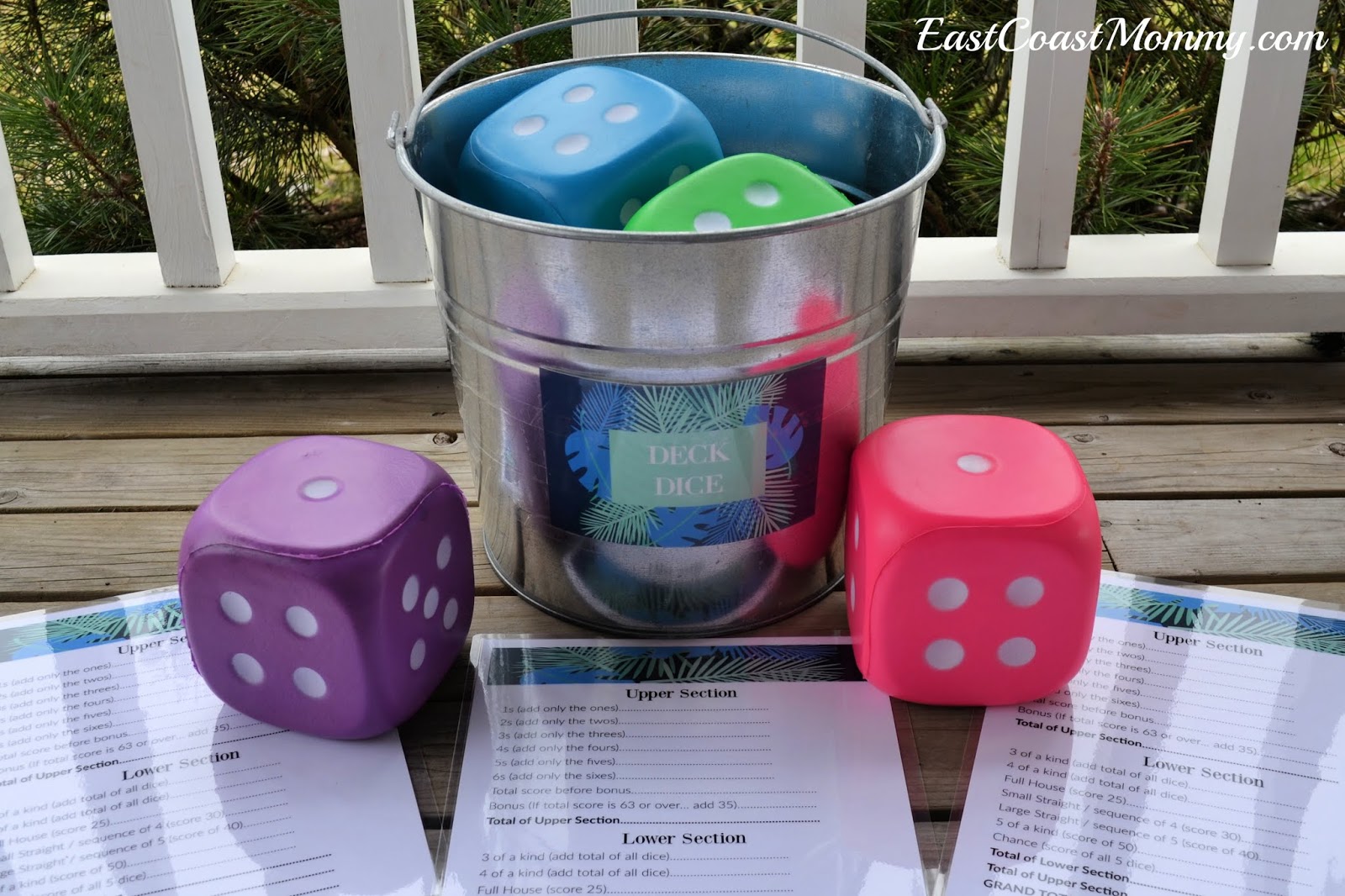 East Coast Mommy: Deck Dice DIY... using dollar store supplies