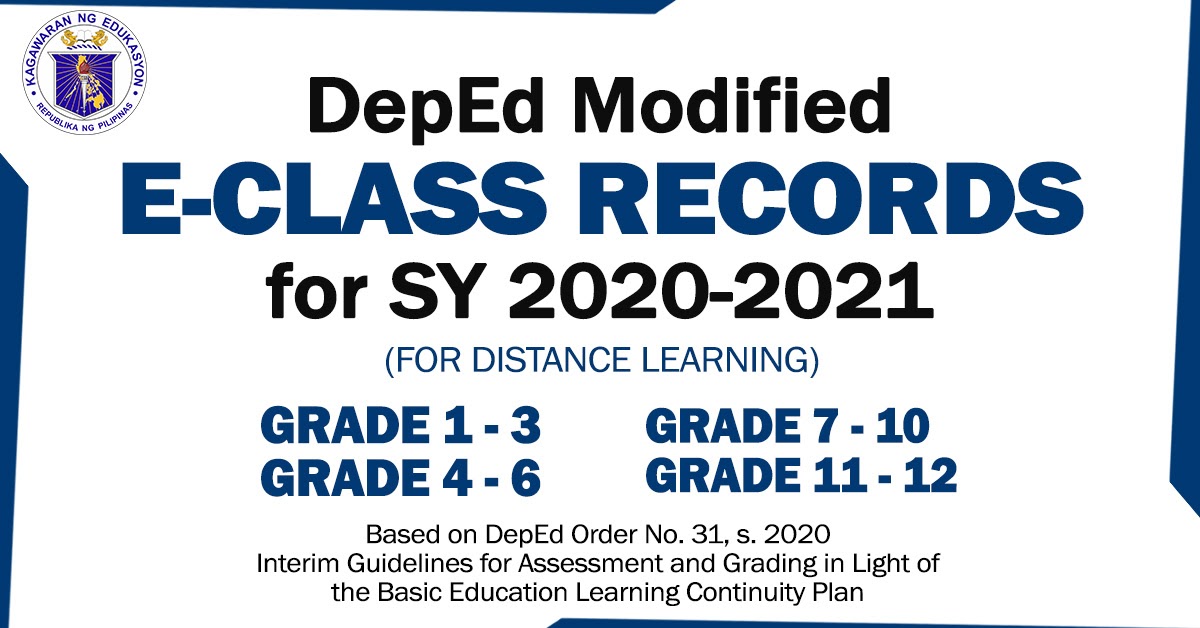 DepEd MODIFIED E-CLASS RECORDS for SY 2020-2021 (Free Download) - DepEd ...