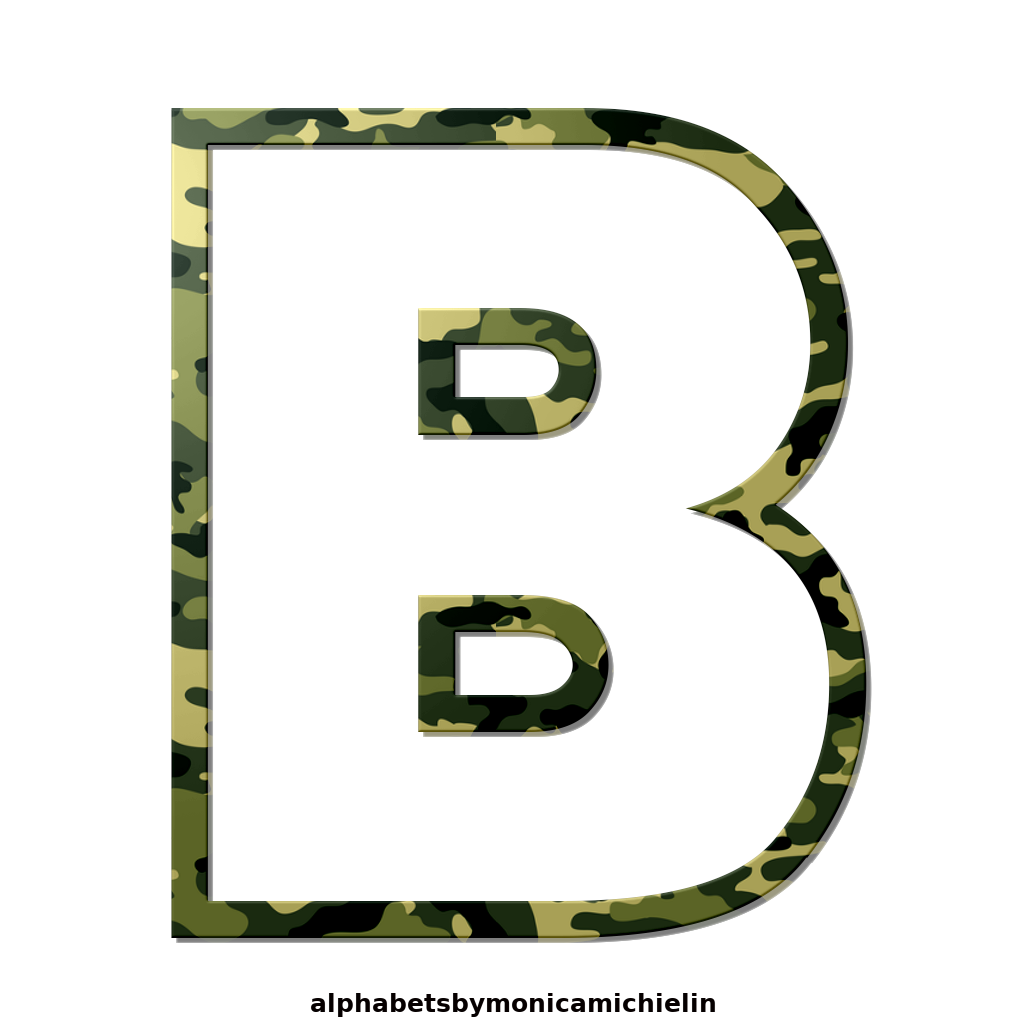 M. Michielin Alphabets: CAMOUFLAGE ALPHABET GREEN LETTER OUTLINE PNG, # ...