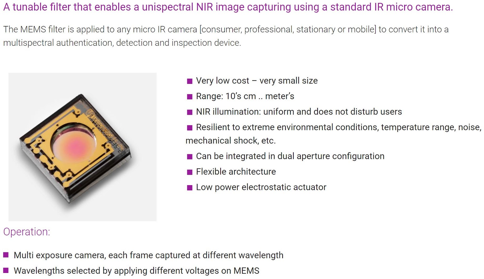 Image Sensors World: Unispectral Announces Tunable NIR Filter for ...