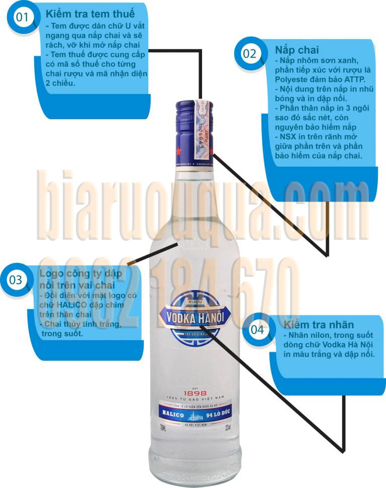 Rượu Vodka Hà Nội Premium Halico 1898 33% chai 500ml