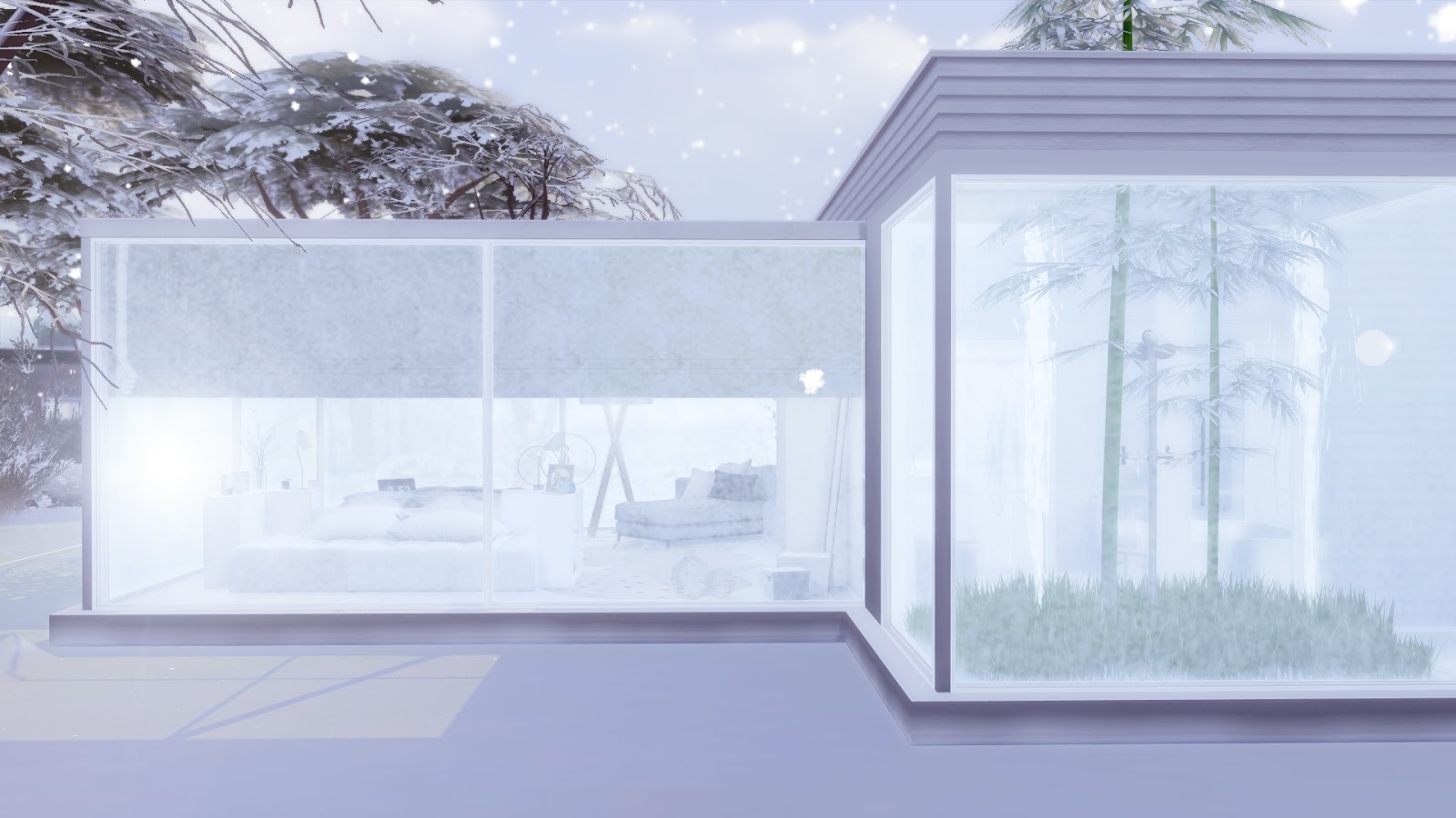 SIMS 4 - Winter Modern Cabin House - DL + CC - Bárbara Sims