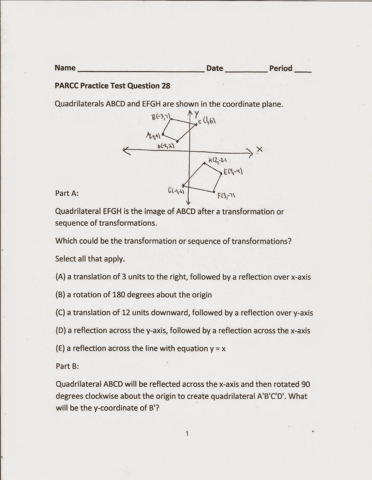 Geometry, Common Core Style: PARCC Practice Test Question 28 (Day 173)