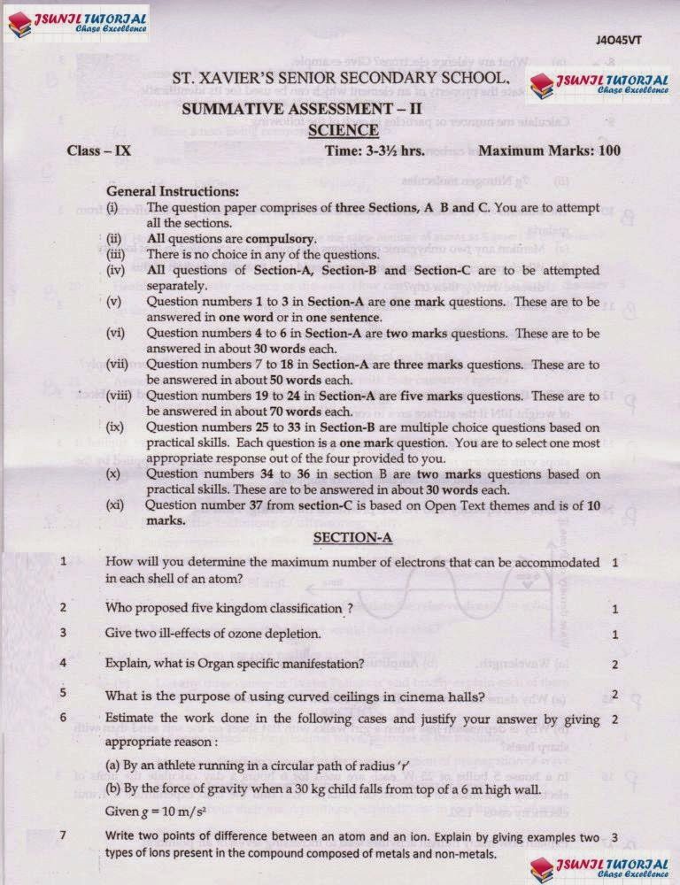 9th class original paper 2015 term-2 cbse board | CBSE ADDA