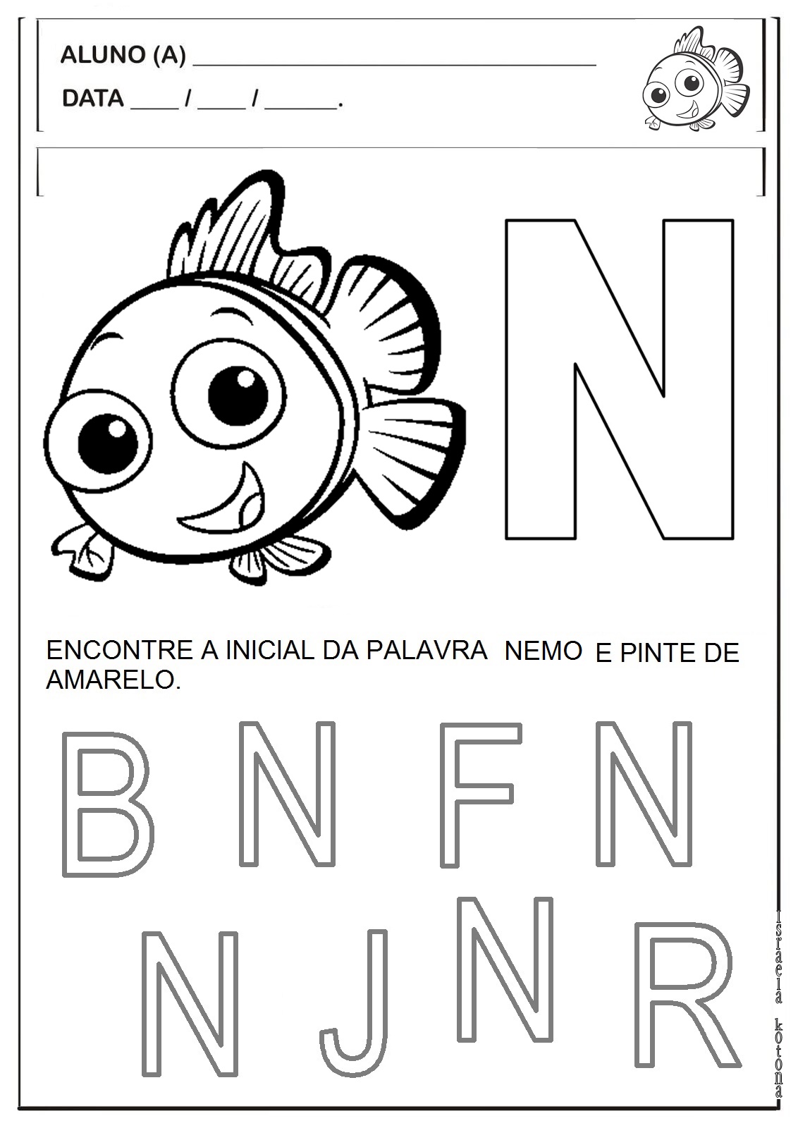 Atividades Nemo e letra N