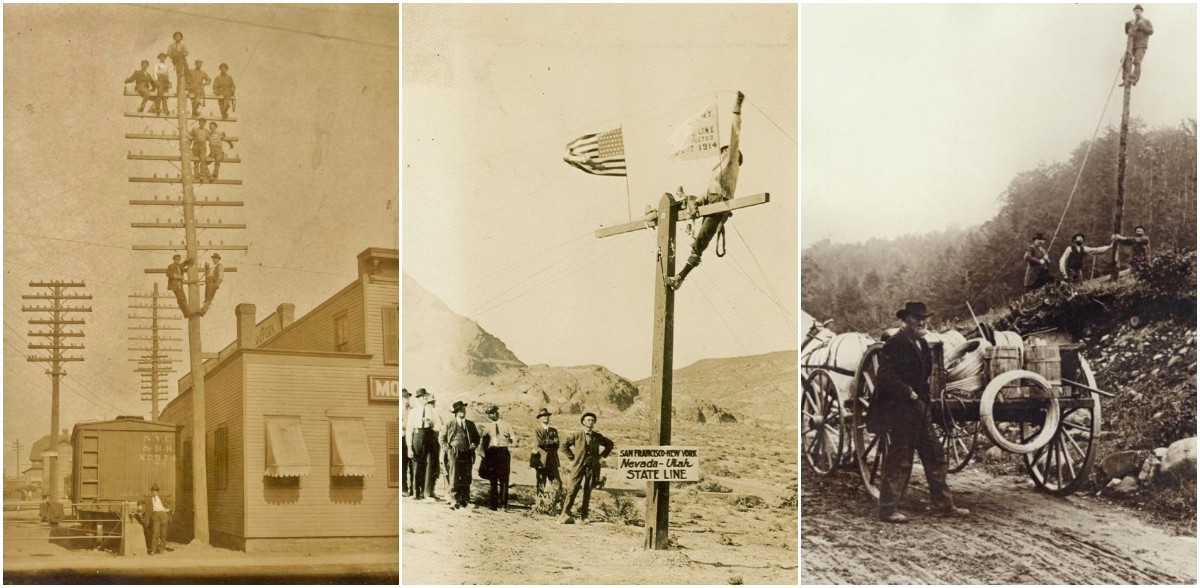 Amazing Vintage Photographs of Linemen on Utility Poles at the Turn of ...