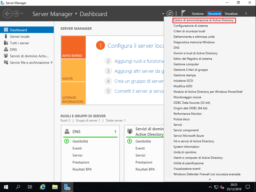 Information Technology: Windows Server 2019: Abilitare il cestino di Active Directory