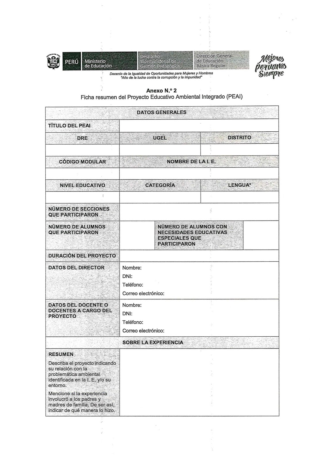 REPORTE DE INFORME DE LOGROS AMBIENTALES ~ UGEL CAYLLOMA