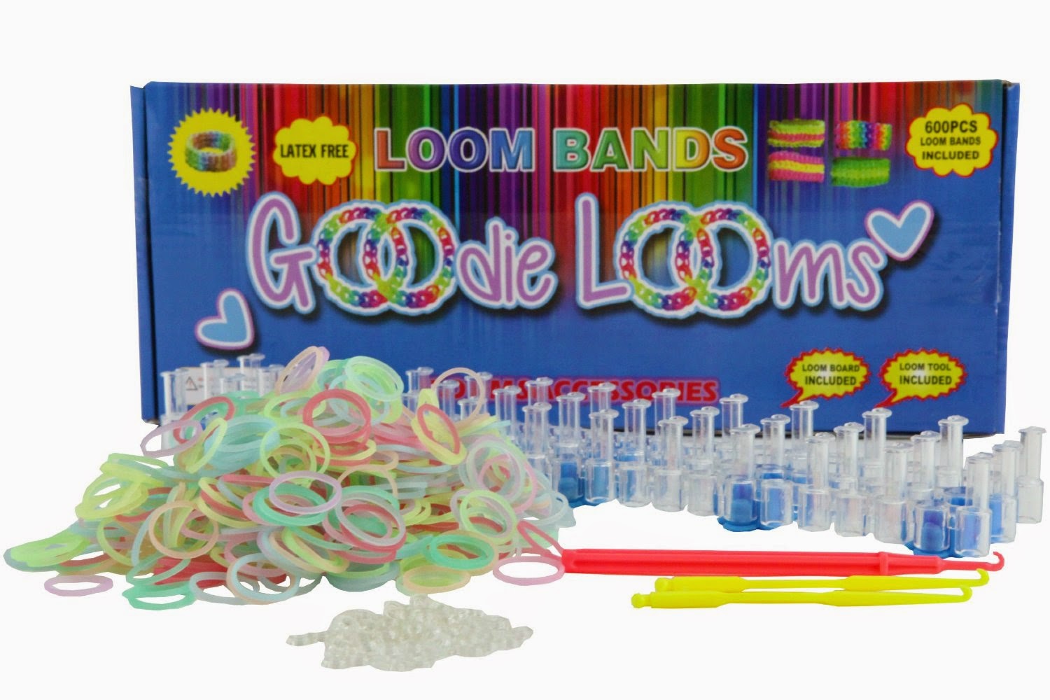 Your Gift for Valentine: GOODIE LOOMS-Rainbow color Loom Bands Kit-Glow ...