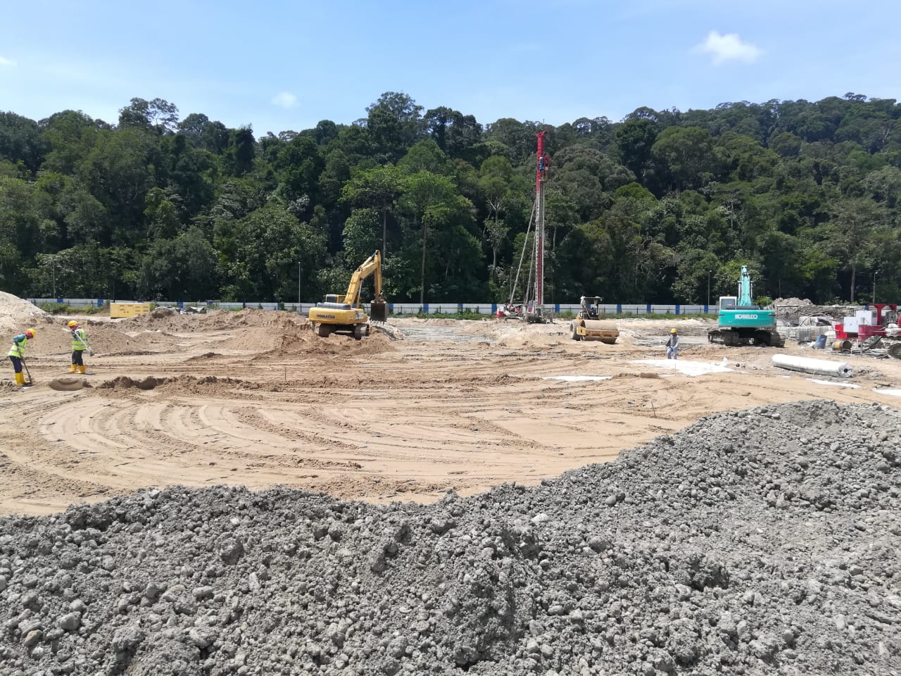 Filling and backfilling works of soil-civil engineering