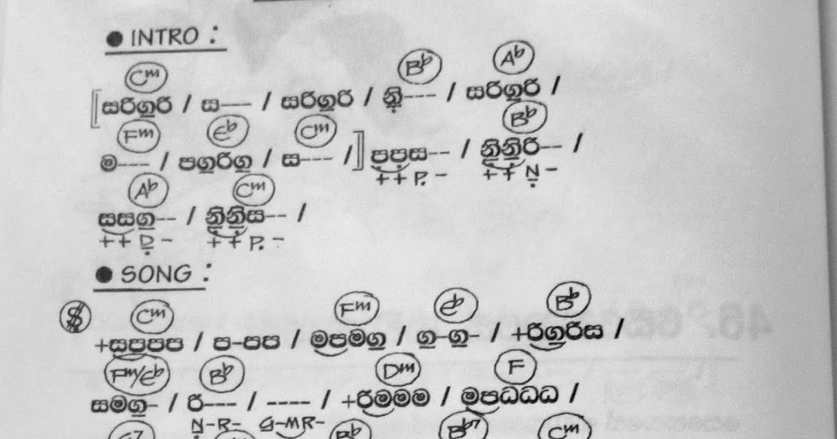 Sinhala Notation , Sinhala Piano Notes , Sinhala Keyboard Notations