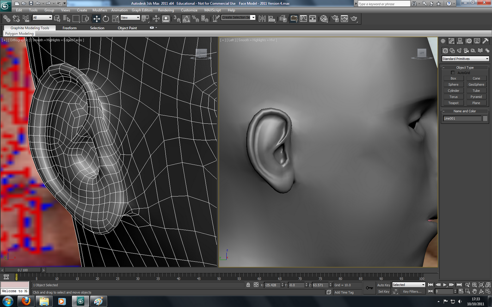 Virtual Environments: Modelling My Face - The Ear Continued