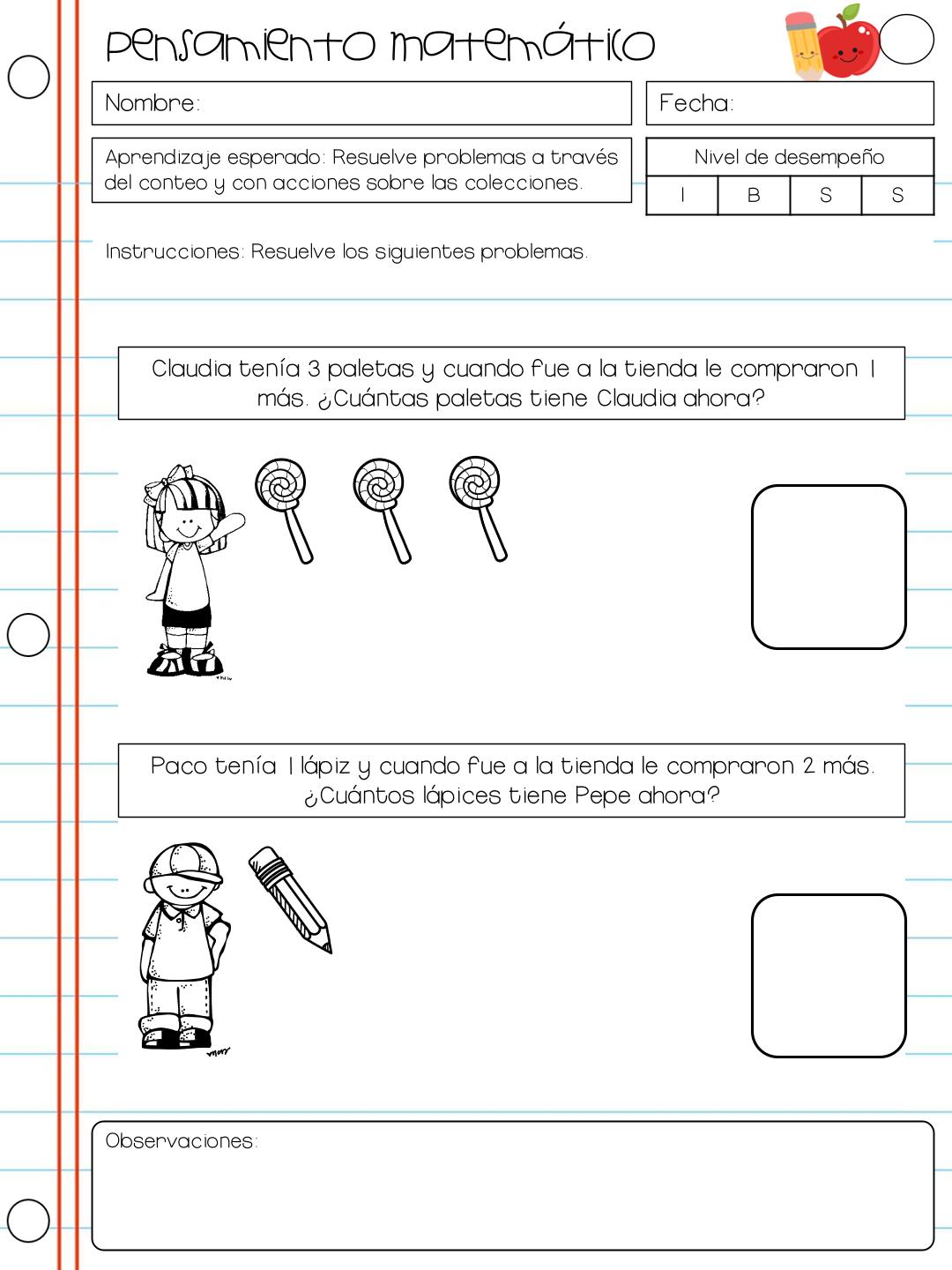 Mi Libro de Pensamiento Matemático | Materiales Educativos para Maestras