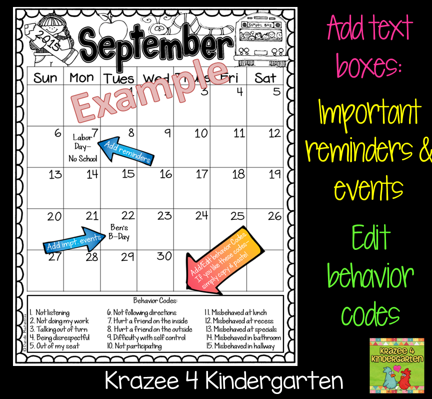 I Teach Kinder: Kindergarten Teaching Resources: Behavior Calendars ...
