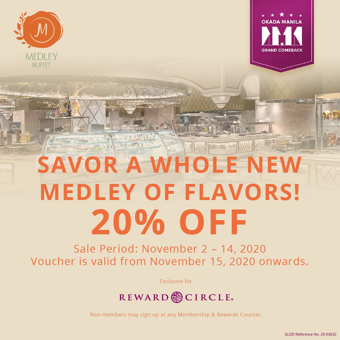 Manila Shopper: Okada Manila's Medley Buffet Voucher SALE: Nov 2020