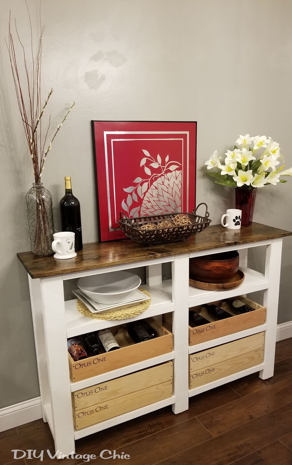 DIY Wine Crate Console Table