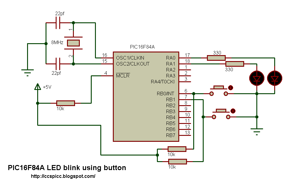 Pic16f84a Blink Led Using Push Button