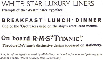 Titanic Letterpress: POSSIBLE TYPEFACES OF THE TITANIC