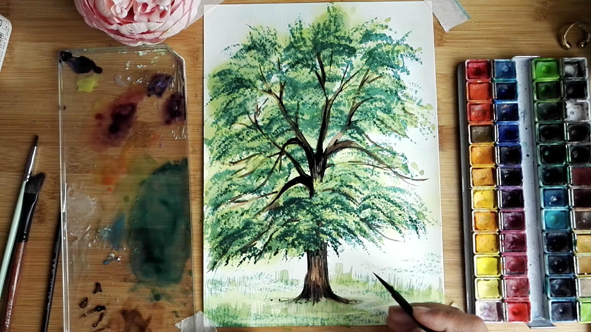 2+How to draw a watercolor tree step by step tutorial easy