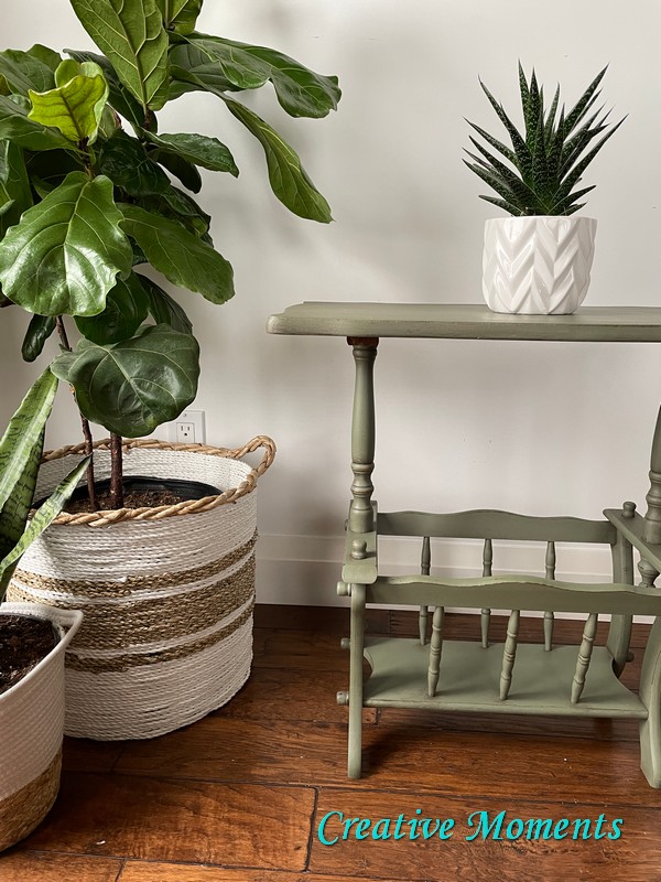 Vintage Accent Table Restored in Rustic Green