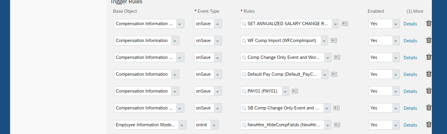 EMPLOYEE CENTRAL: Event & Event Derivation Rules