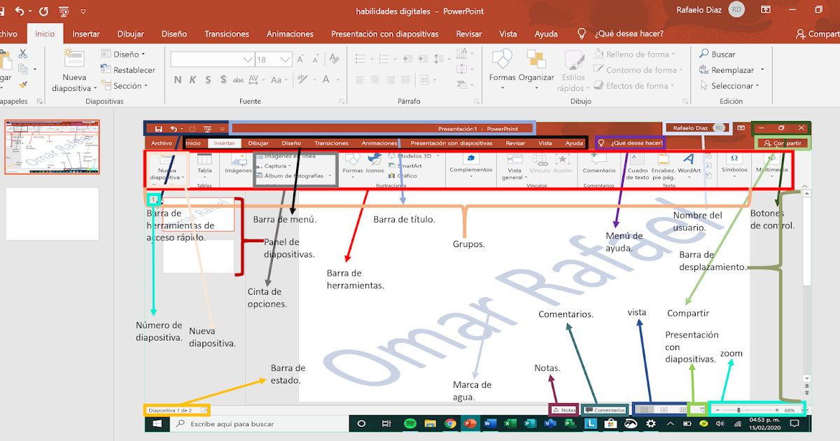 Habilidades digitales: partes de powerpoint
