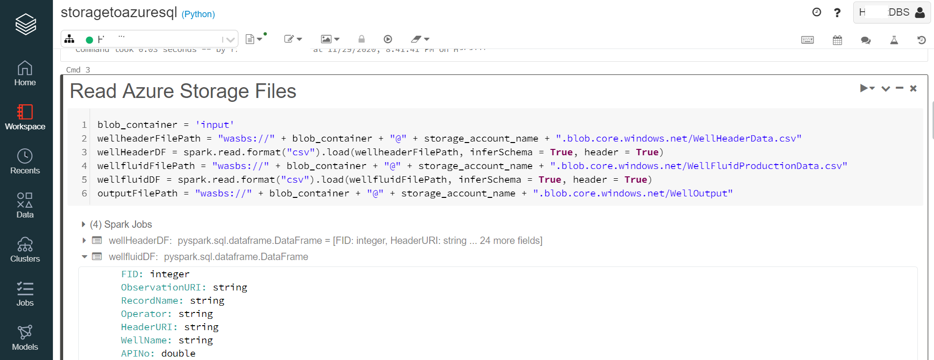 How to read azure storage and write to Azure SQL using Databricks
