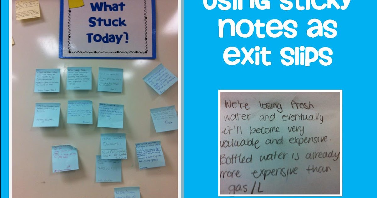 Exit Slips with Sticky Notes - Addie Williams - Teacher Talk