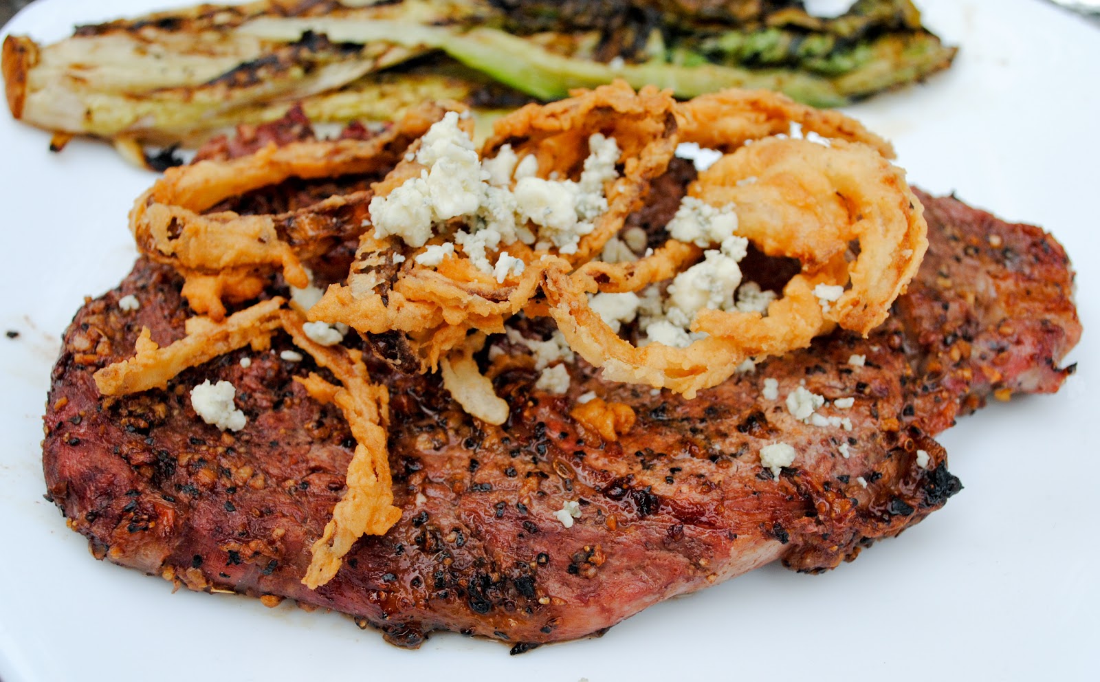 Grilled Ribeye with Blue Cheese and French Fried Onions | Neighborfood