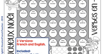 Noël - French Christmas Activity - Conjugate ER Verbs - Connect Four in ...