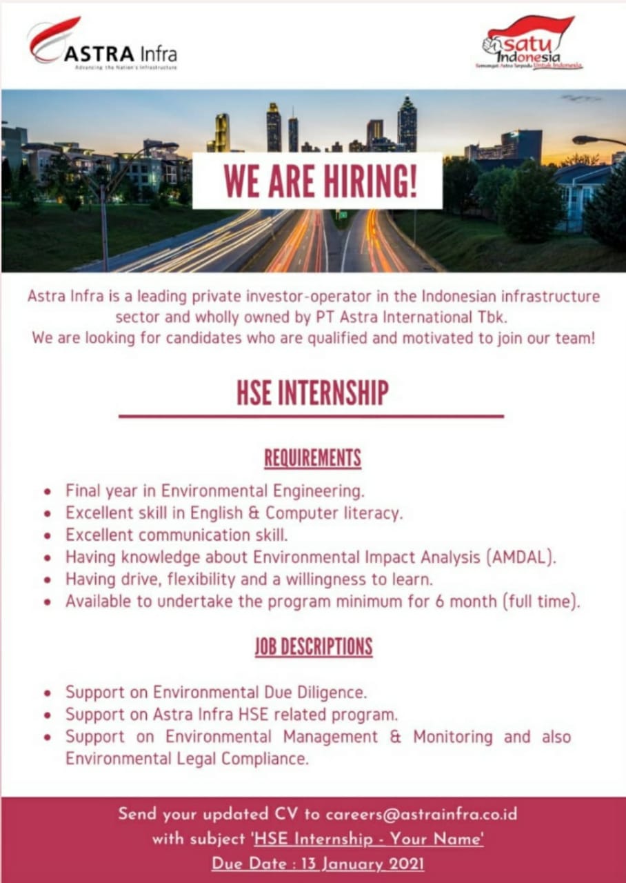 Lowongan Internship HSE di Astra Infra 2021 - Campusnesia.co.id Lowongan Internship HSE di Astra Infra 2021 - Campusnesia.co.id