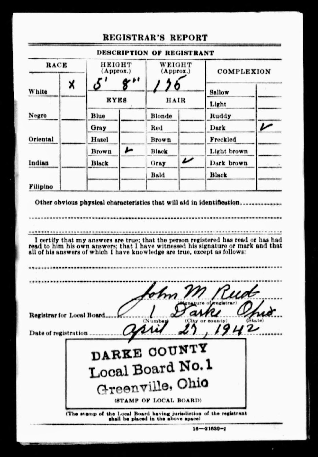 Military Monday : Clarence Harrison LeMaster, World War II Draft ...