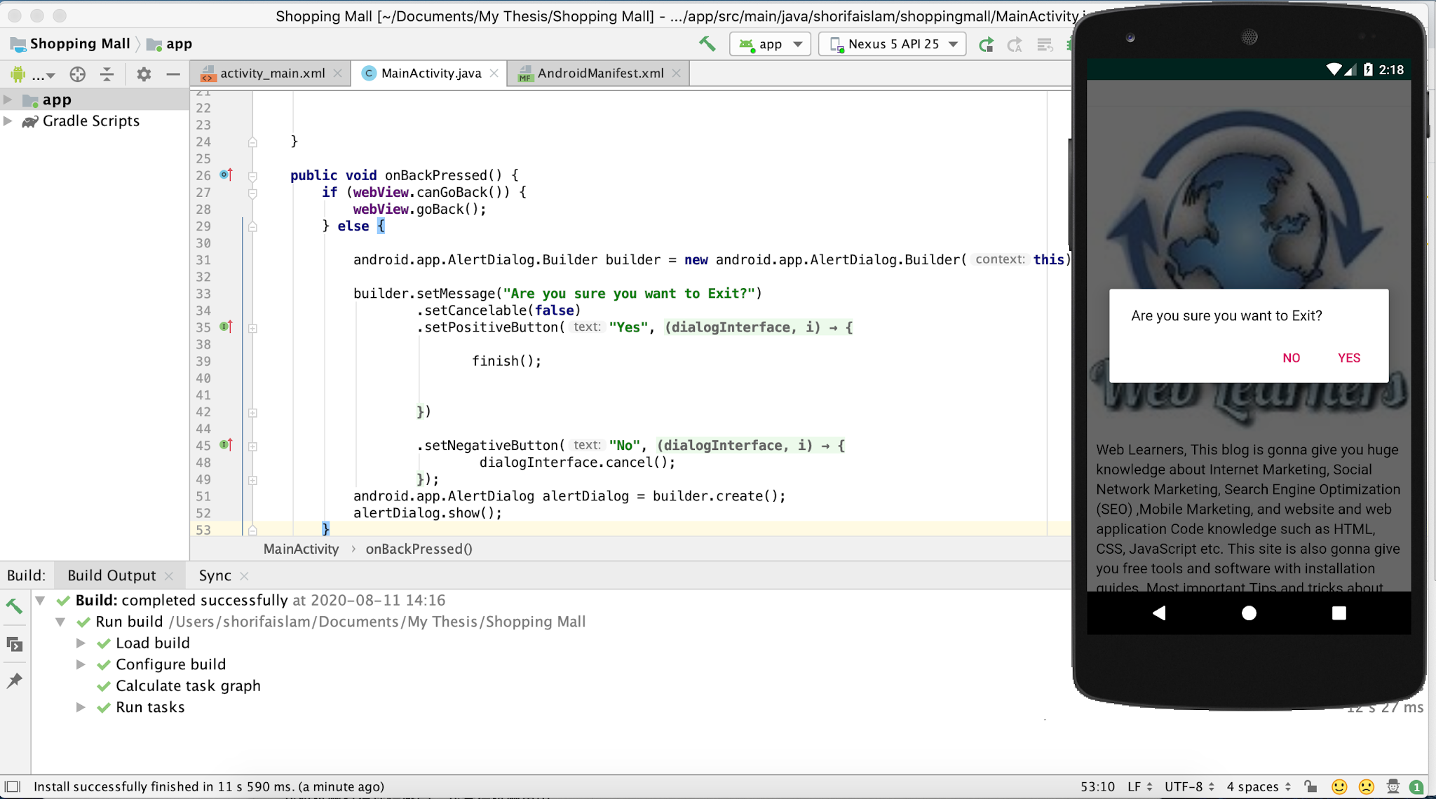 How to Show Exit Dialog in Android App || Exit Dialog on Home Screen ...